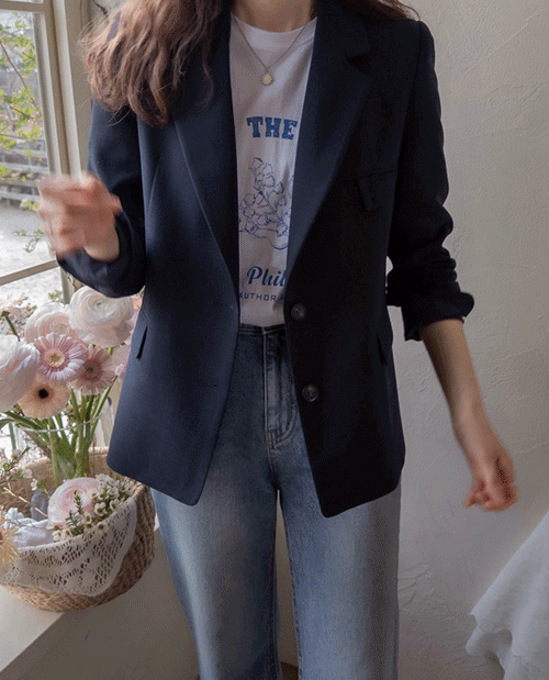 [[LABEL] 에티모스 백비조 레터링 소매배색 럭스자켓[size:F(55~66)]]